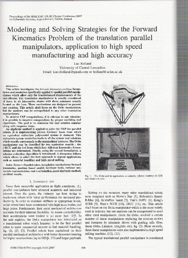(PDF) Modeling and Solving Strategies for the Forward Kinematics Problem of the translation ...