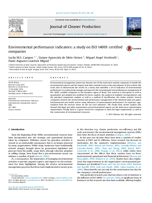 (PDF) Environmental performance indicators: a study on ISO 14001 ...