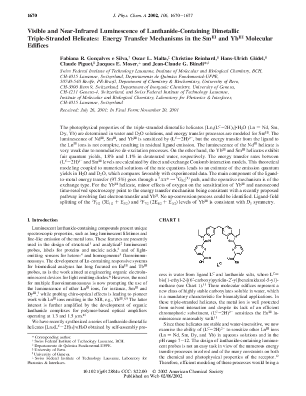(PDF) Visible and Near-Infrared Luminescence of Lanthanide-Containing ...
