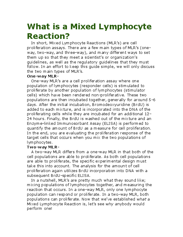 (DOC) What is a Mixed Lymphocyte Reaction