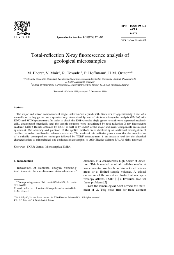 (PDF) Total-reflection X-ray fluorescence analysis of geological microsamples