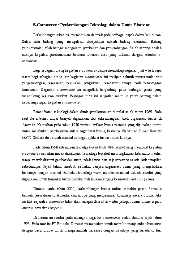 (DOC) E-Commerce : Perkembangan Teknologi dalam Dunia Ekonomi