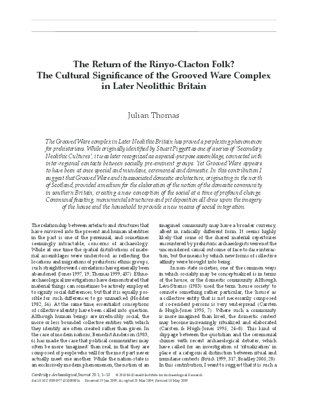 (PDF) The return of the Rinyo-Clacton Folk? The cultural significance ...