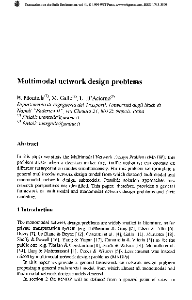 (PDF) Multimodal network design problems