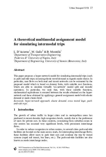 (PDF) A theoretical multimodal assignment model for simulating ...