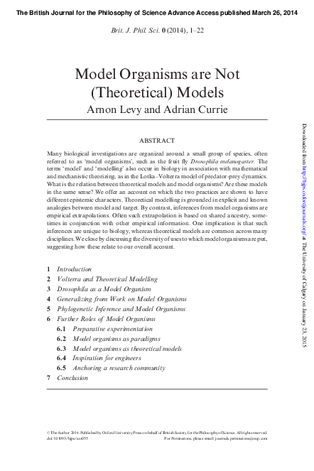 (PDF) Model Organisms are Not (Theoretical) Models