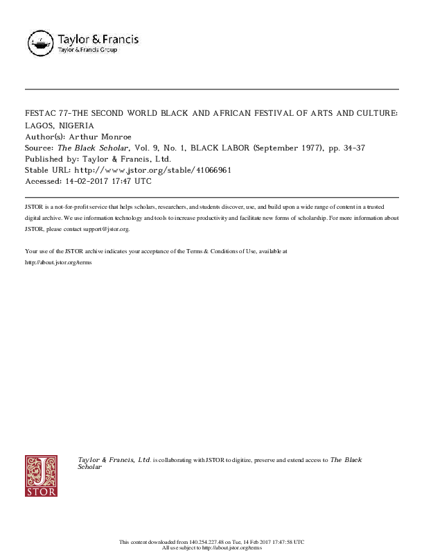 (PDF) FESTAC 77-THE SECOND WORLD BLACK AND AFRICAN FESTIVAL OF ARTS AND ...