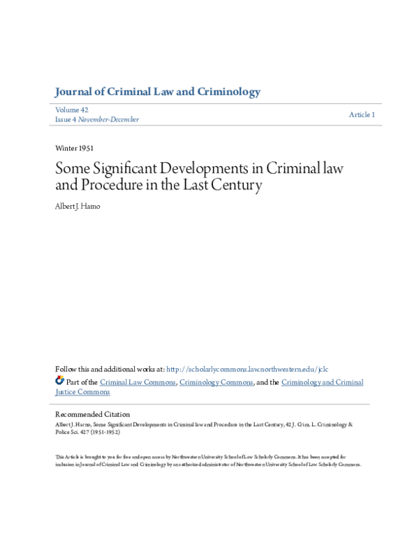 (PDF) Journal of Criminal Law and Criminology Some Significant ...