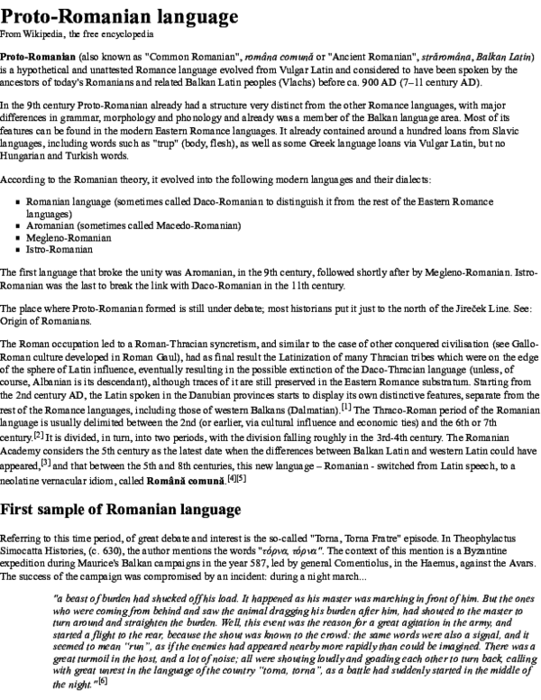 (PDF) Proto­Romanian language
