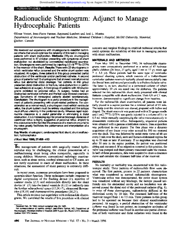 (PDF) Radionuclide shuntogram: adjunct to manage hydrocephalic patients ...