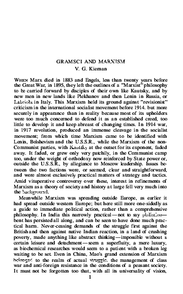 (PDF) GRAMSCI AND MARXISM by V. G. Kiernan