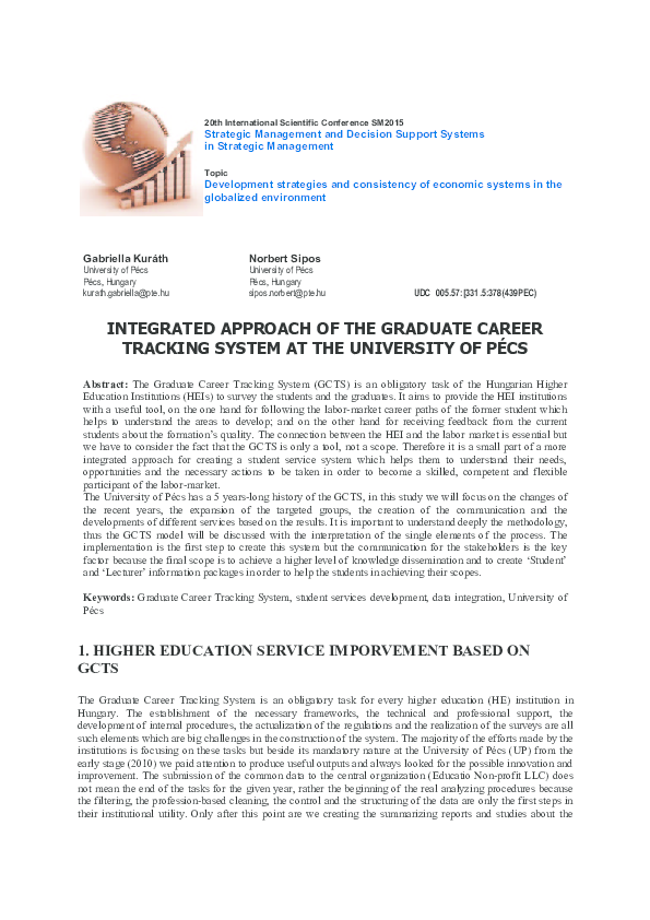 (PDF) Integrated approach of the Graduate Career Tracking System at the ...