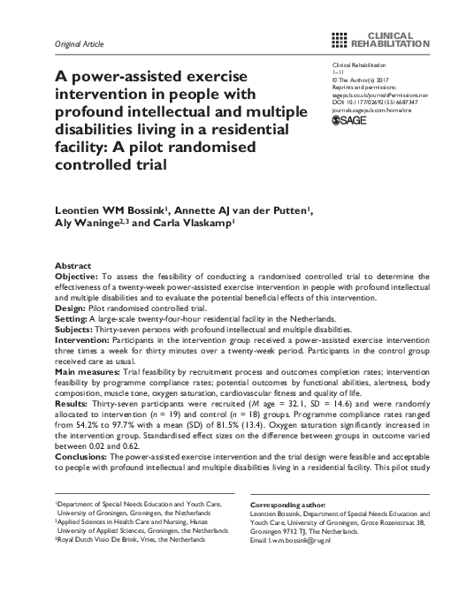 (PDF) A power-assisted exercise intervention in people with profound ...