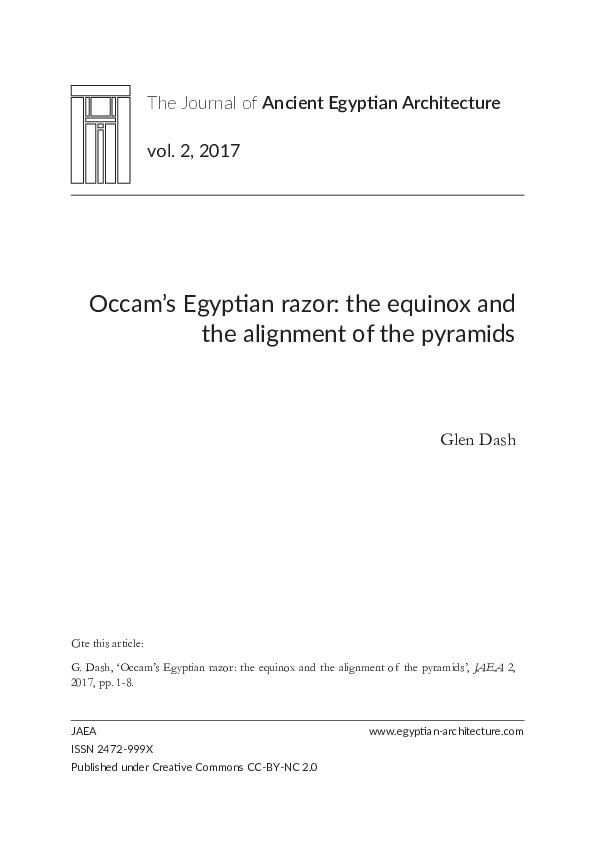 (PDF) Occam’s Egyptian Razor: The Equinox and the Alignment of the Pyramids
