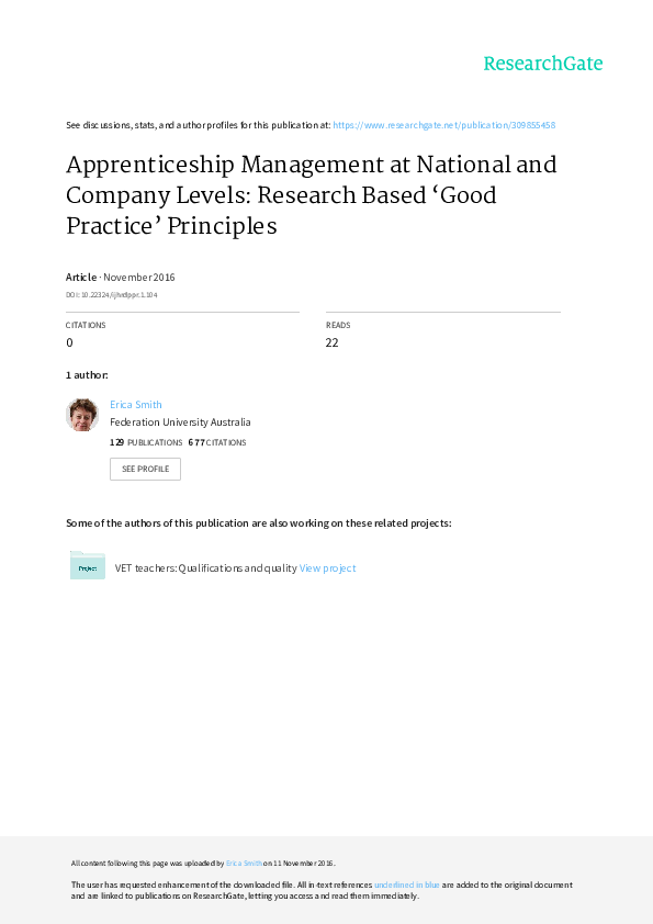 (PDF) Apprenticeship Management at National and Company Levels ...