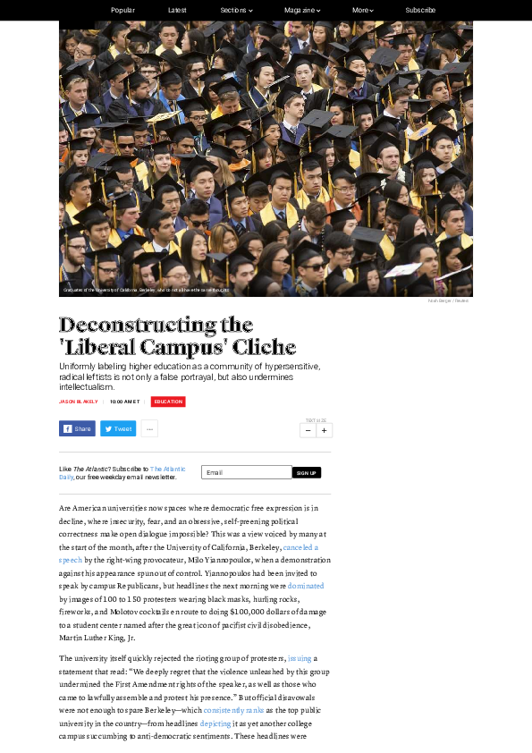 (PDF) Deconstructing the "Liberal Campus" Cliche