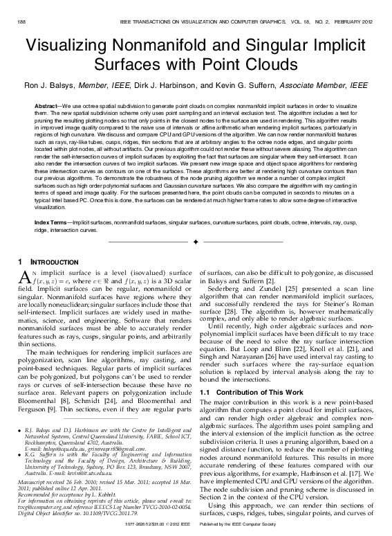 (PDF) Visualizing Nonmanifold and Singular Implicit Surfaces with Point Clouds
