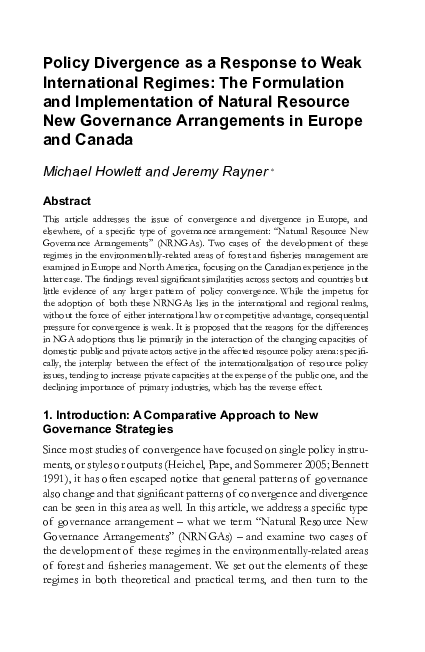 (PDF) Policy Divergence as a Response to Weak International Regimes ...
