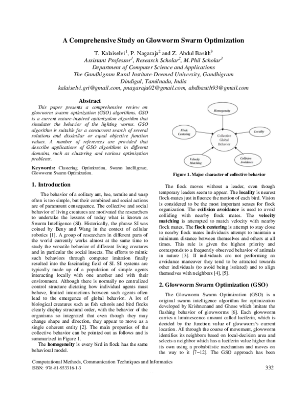 (PDF) A Comprehensive Study on Glowworm Swarm Optimization