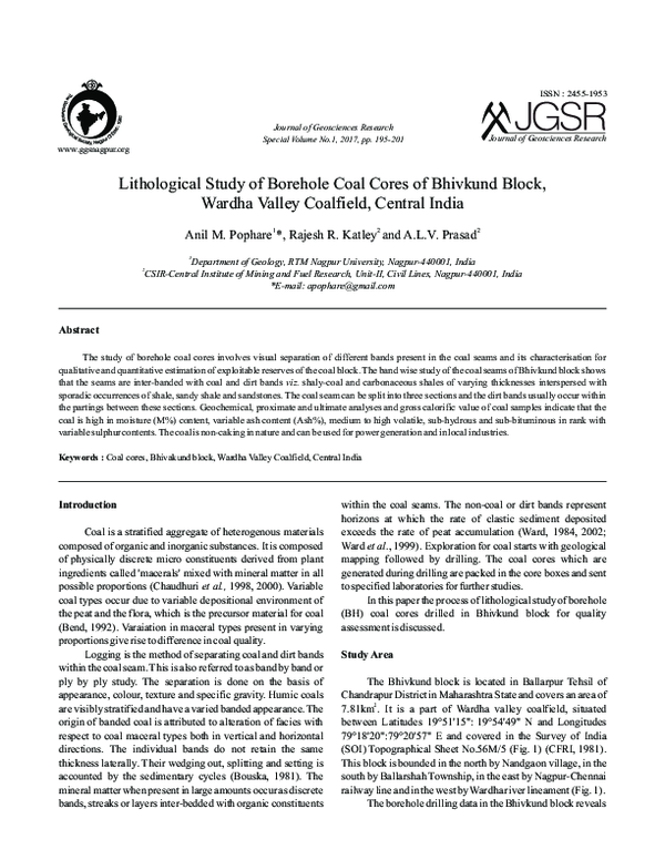 (PDF) Lithological Study of Borehole Coal Cores of Bhivkund Block ...