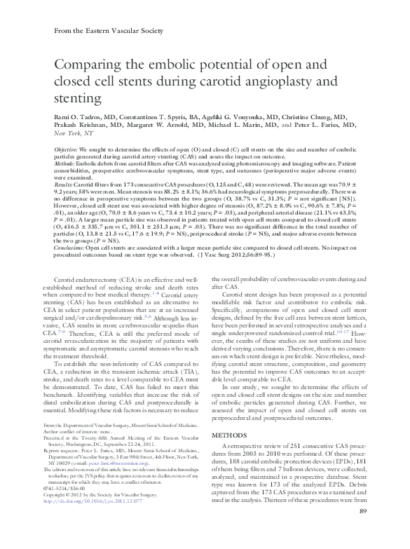 (PDF) Comparing the embolic potential of open and closed cell stents ...