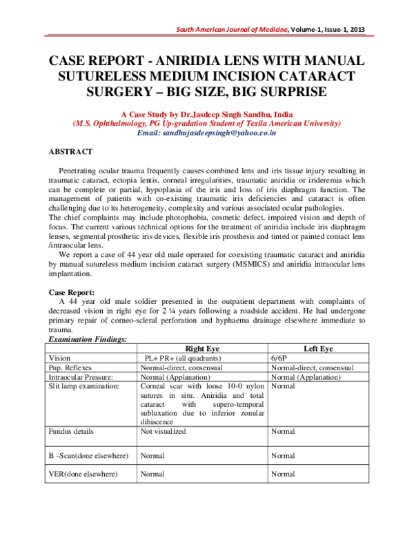 (PDF) CASE REPORT -ANIRIDIA LENS WITH MANUAL SUTURELESS MEDIUM INCISION ...