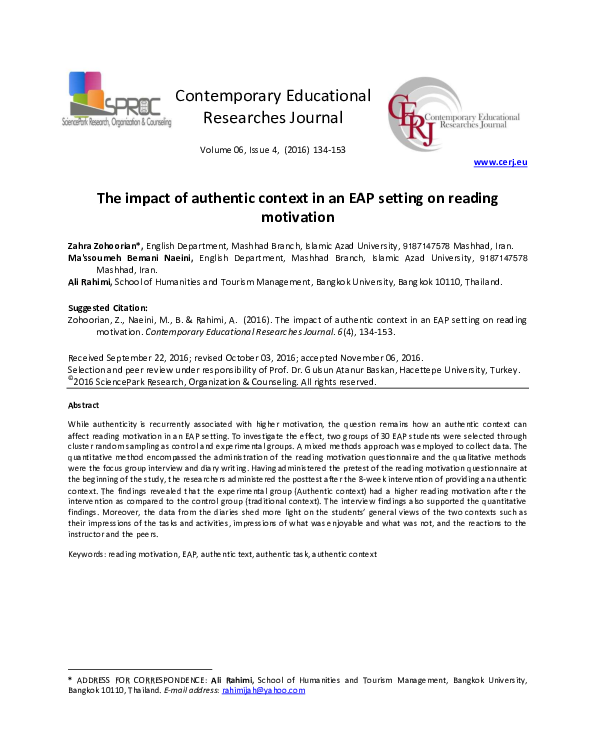 (PDF) The impact of authentic context in an EAP setting on reading ...