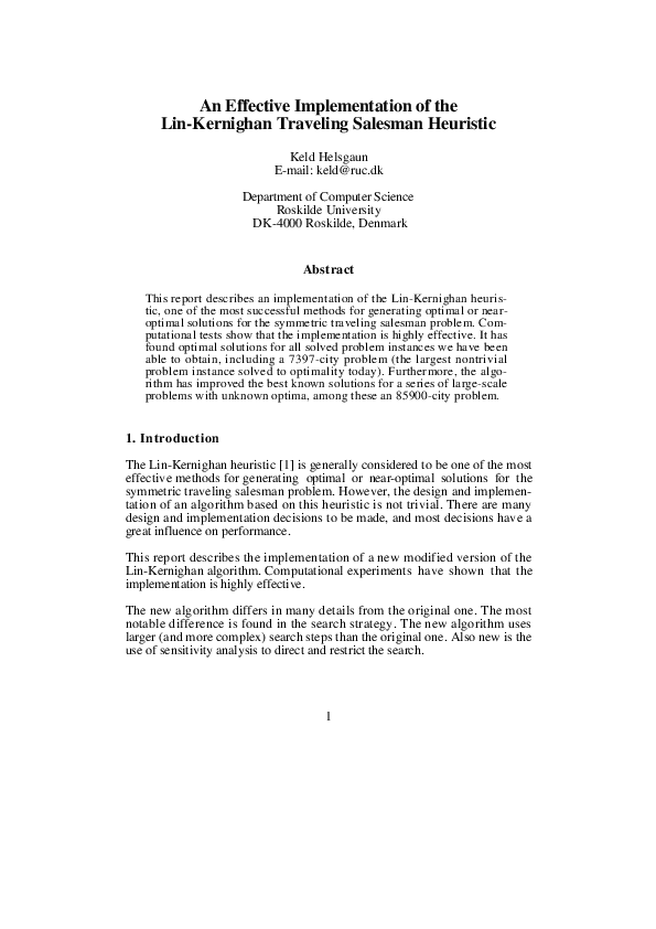(PDF) An effective implementation of the Lin–Kernighan traveling ...