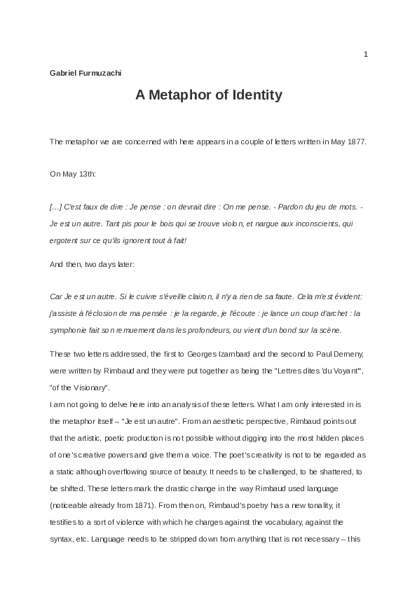 (PDF) A Metaphor of Identity