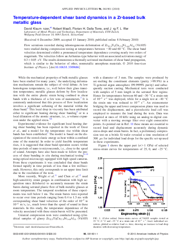 (PDF) Temperature-dependent shear band dynamics in a Zr-based bulk ...