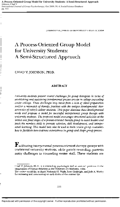(PDF) A Process-Oriented Group Model for University Students: A Semi ...