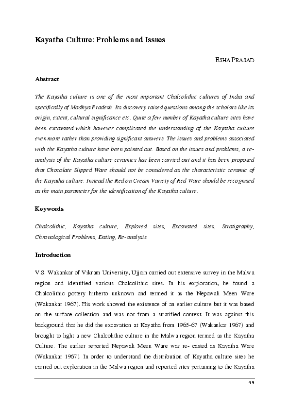 (PDF) Kayatha Culture: Problems and Issues