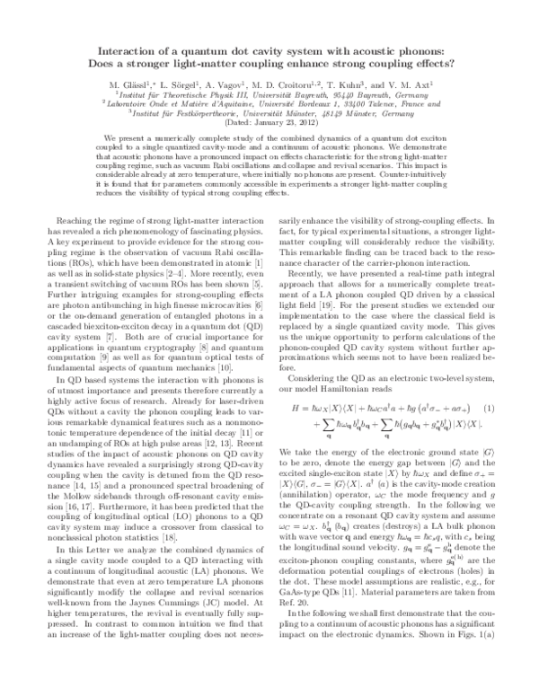 (PDF) Interaction of a quantum-dot cavity system with acoustic phonons: Stronger light-matter ...