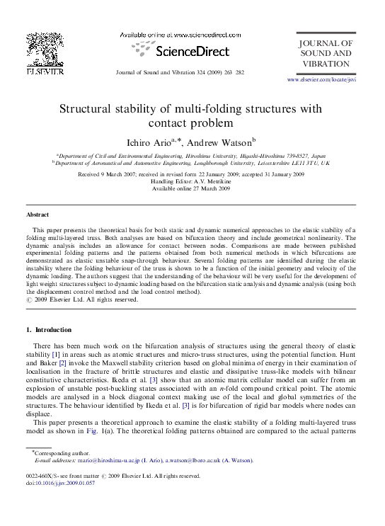 (PDF) Structural stability of multi-folding structures with contact problem