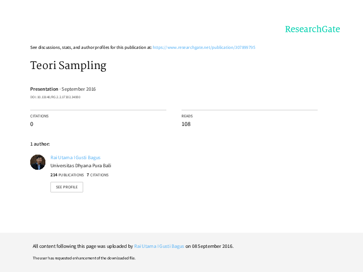 (PDF) Teori Sampling