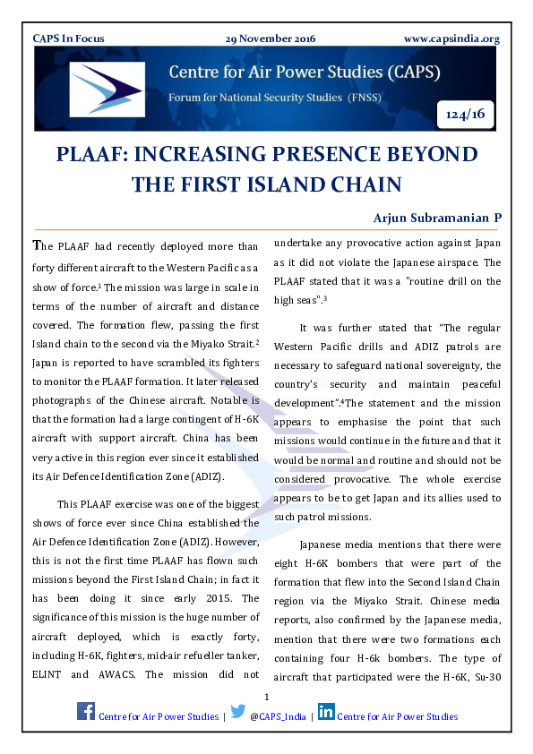 (PDF) PLAAF: INCREASING PRESENCE BEYOND THE FIRST ISLAND CHAIN