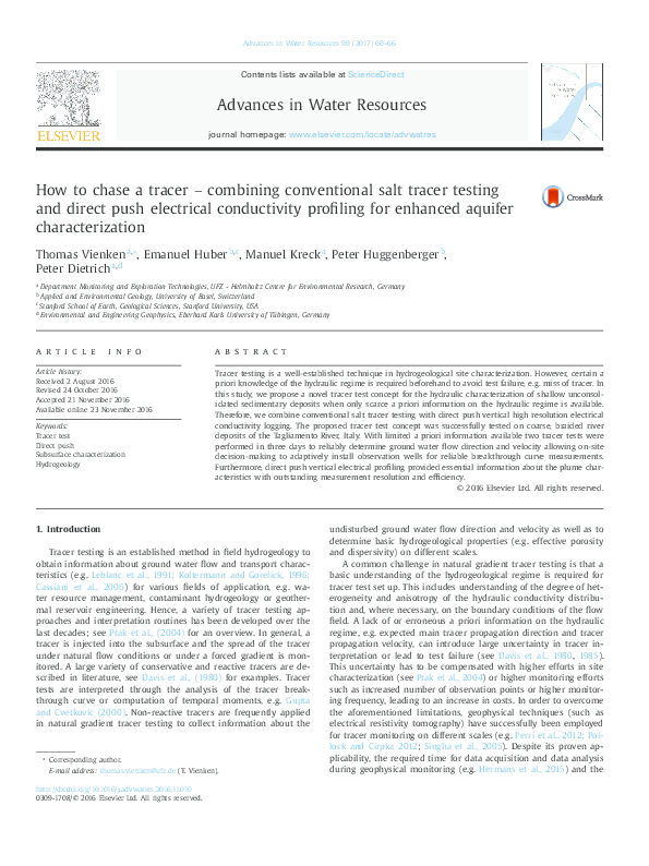 (PDF) How to chase a tracer – combining conventional salt tracer ...