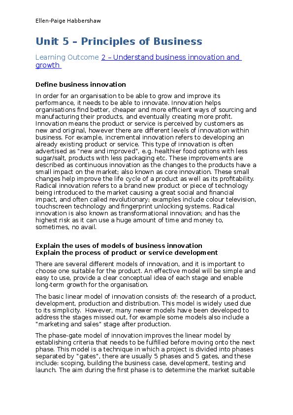 (DOC) Unit 5 – Principles of Business Outcome #2