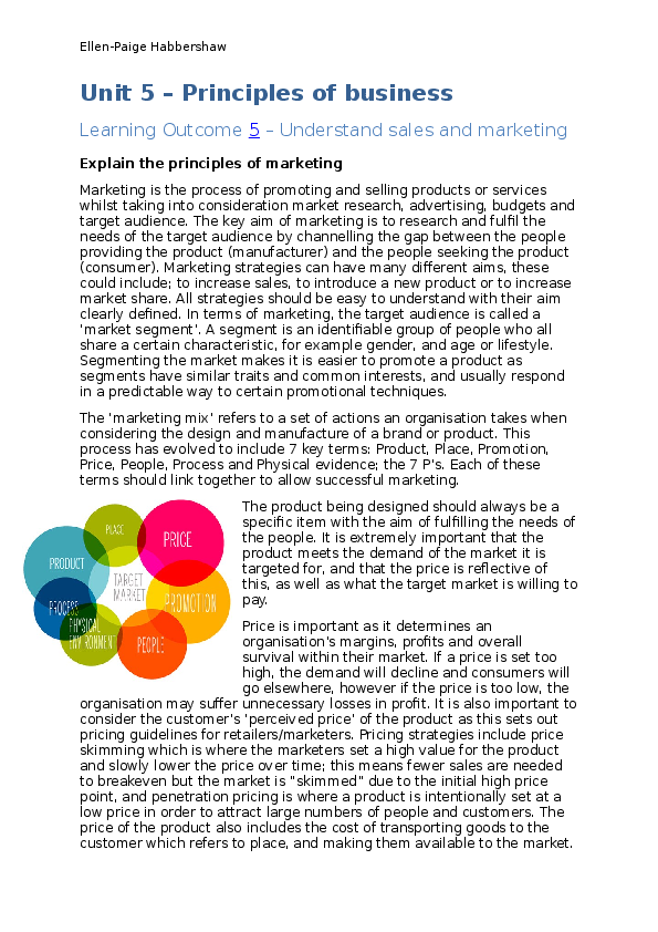 (DOC) Unit 5 – Principles of business Outcome 5 | Ellen-Paige ...