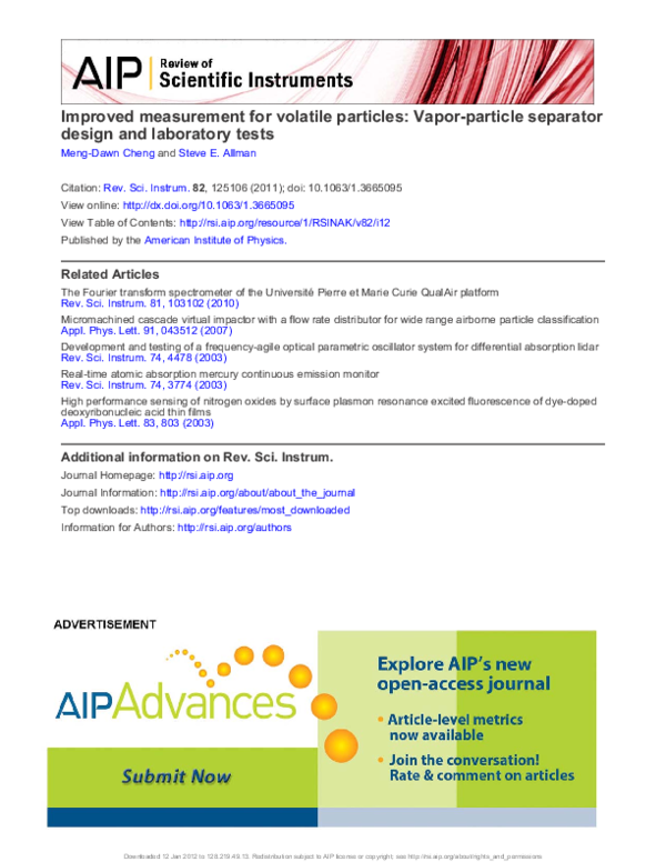 (PDF) Improved measurement for volatile particles: Vapor-particle ...
