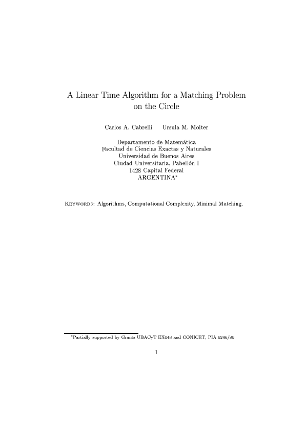 (PDF) A linear time algorithm for a matching problem on the circle