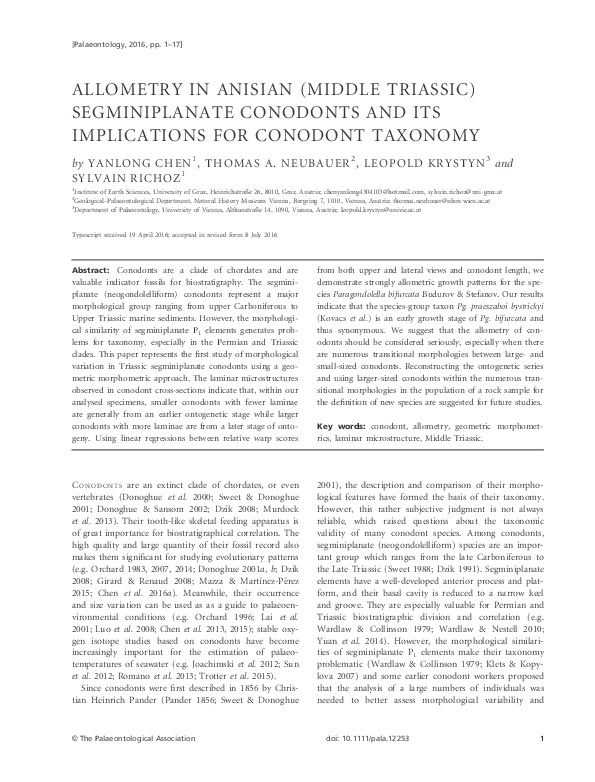 (PDF) Speciation and Morphologic Evolution in the Ordovician Conodont ...
