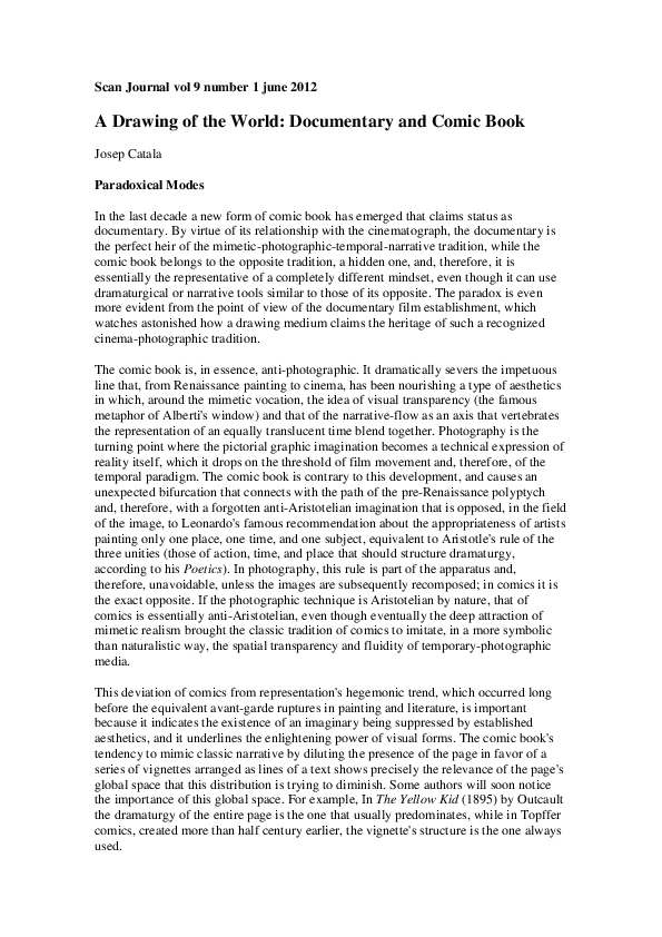 (PDF) A Drawing of the World: Documentary and Comic Book