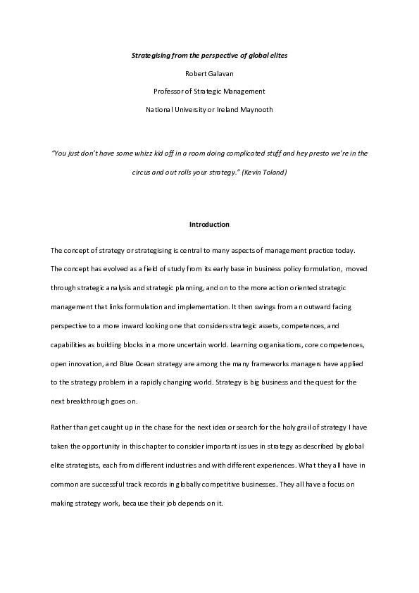 (PDF) Strategising from the perspective of global elites | Robert ...