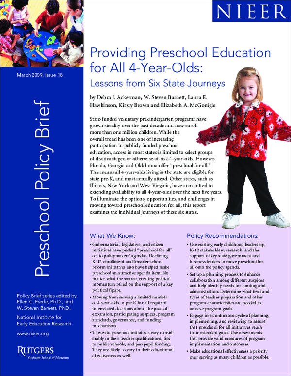 (PDF) Providing Preschool Education for All 4-Year-Olds: Lessons from ...