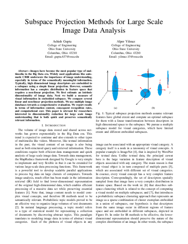 (PDF) Subspace Projection Methods for Large Scale Image Data Analysis (PDF) Subspace Projection Methods for Large Scale Image Data Analysis