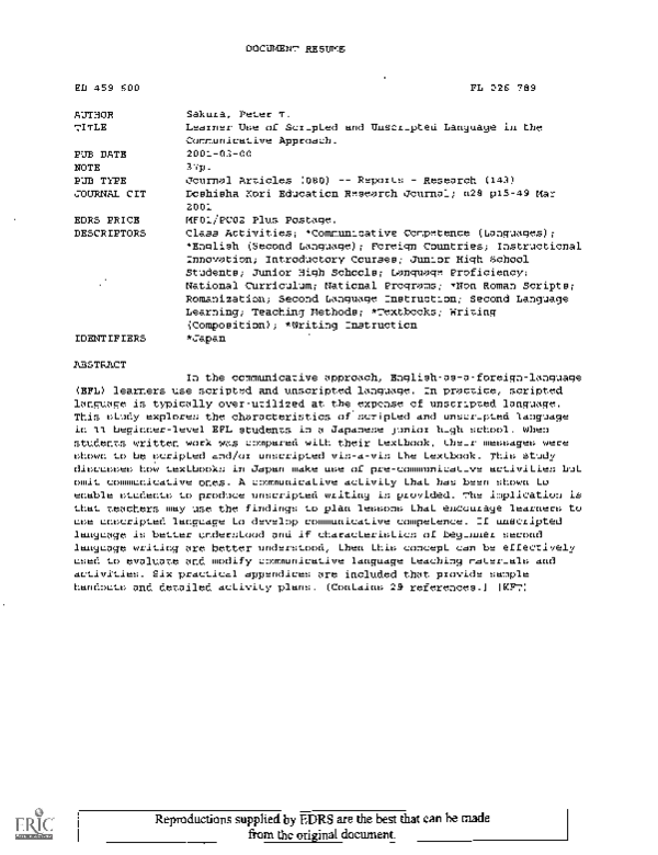 (PDF) Learner use of scripted and unscripted language in the ...