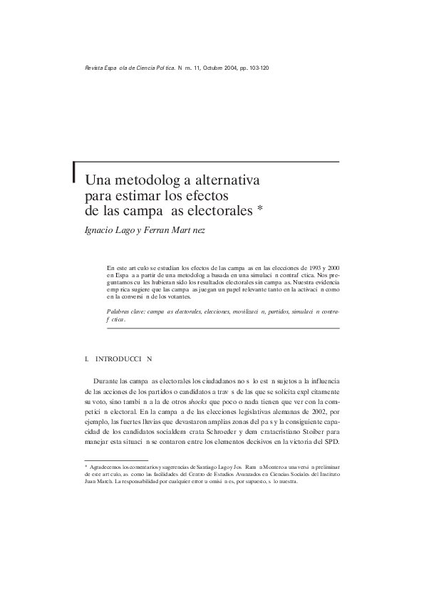 (PDF) Una metodología alternativa para estimar los efectos de las ...