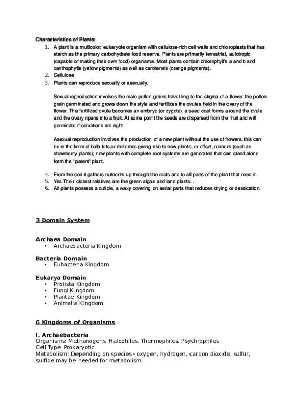(DOC) Characteristics of Plants