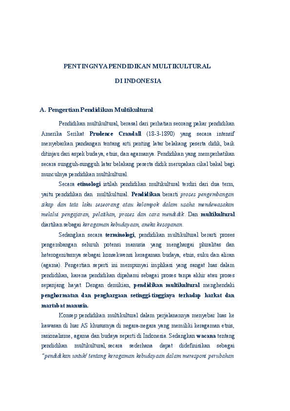(DOC) PENTINGNYA PENDIDIKAN MULTIKULTURAL DI INDONESIA